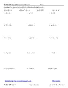 AP Precalculus worksheets 2.7A Composition of Functions